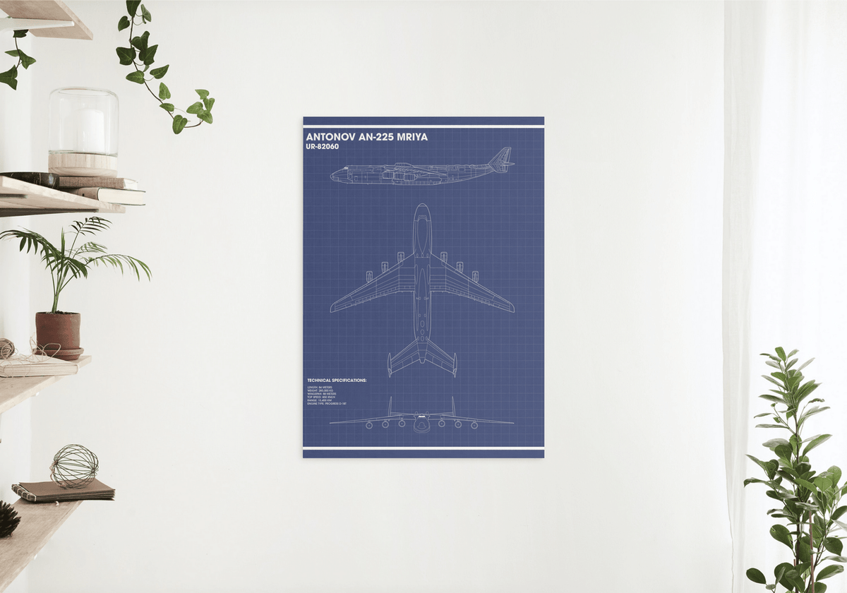 Antonov AN-225 Blueprint Wall Poster Design #3 - Aircraft Model Store